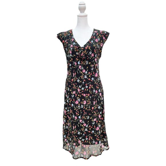 Expressions | Dresses | Vintage Black Floral Midi Dress | Poshmark